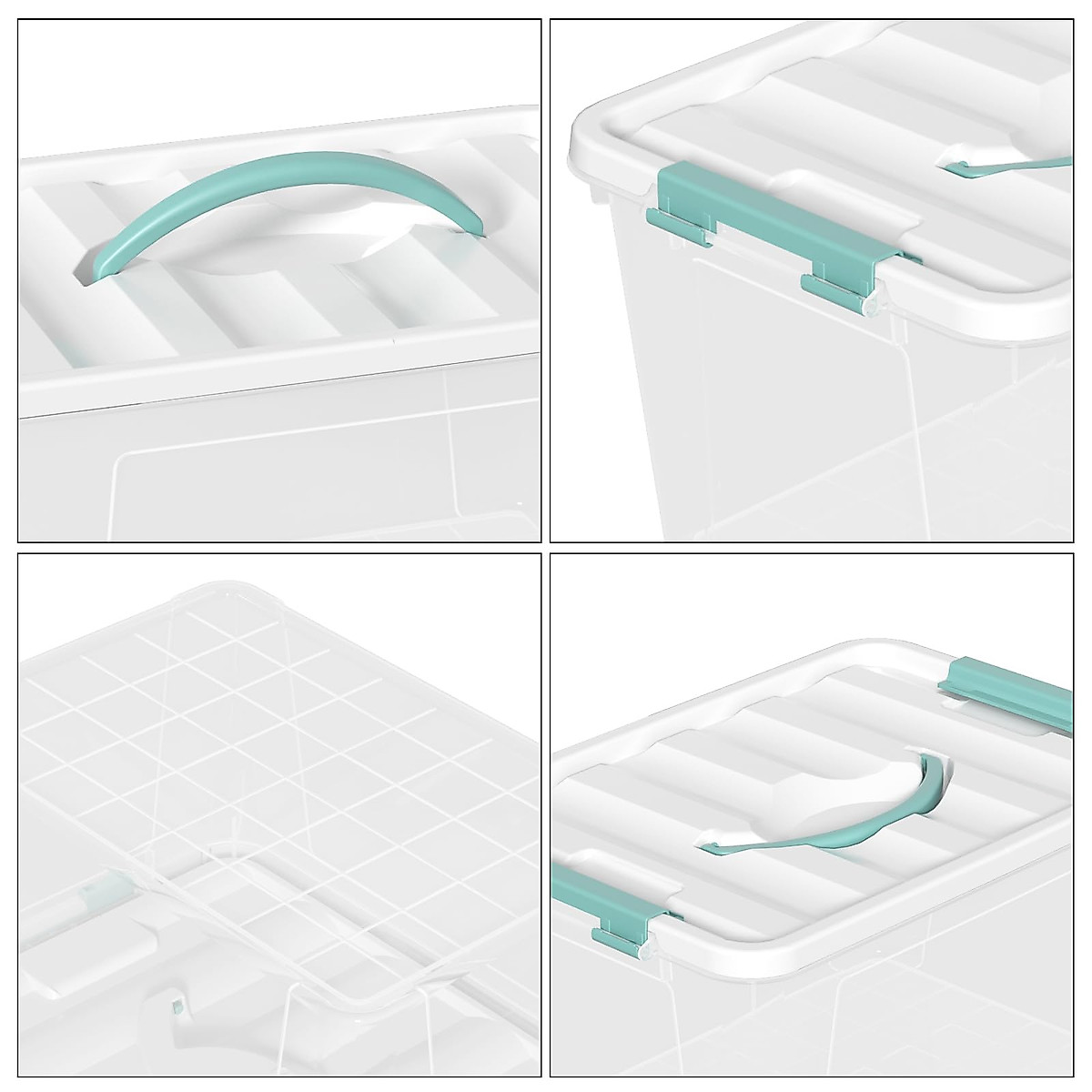 Parlynies 14 Qt Stackable Plastic Storage Bins with White Lids, Clear Latching Storage Organizer Box, 8 Packs