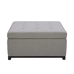 Amazon Brand – Stone & Beam Tufted Square Lift-Top Storage Ottoman, 35.8''W, Light Grey