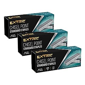 Staples 3 Pack - 15,000 Staples Standard - Heavy Duty Chisel Point Standard Staples 1/4 Inch Staple - Standard Staples for Stapler Jam Free Office Staples for Standard Stapler