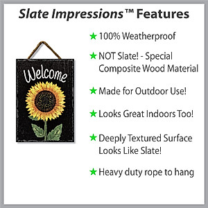 My Word! Sunflower Slate Impressions Wall Hanging Welcome Sign. Rustic Farmhouse Home Decor for your Living Room, Dining Room Kitchen, Bedroom – Large: 8”x11.25”