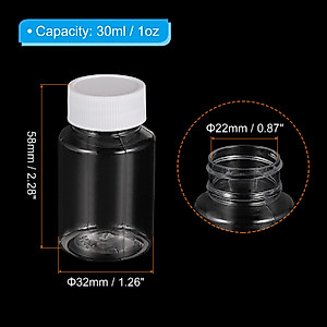 PATIKIL 30ml 1 Oz Wide Mouth Reagent Bottle, 30 Pack Storage Bottles Plastic Sample Containers for Home Laboratory