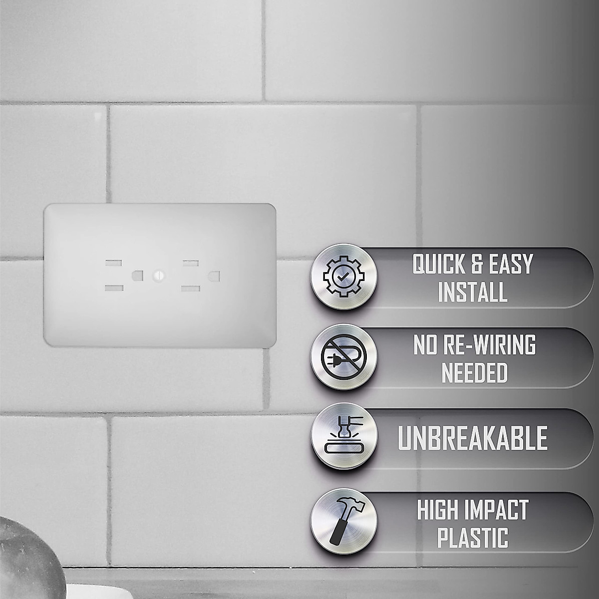 Taymac 2000W Masque 2000 1-Gang Decorator Style Wallplate, Paintable Duplex Outlet Cover, White (1-Pack)