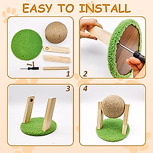 BNOSDM Rabbit Scratch Toy Natural Sisal Wood Rabbit Scratching Ball Toy Bunny Scratcher with Ball for Indoor Rabbits Bunnies Kittens Ferrets Chinchillas Small Animals (Medium)
