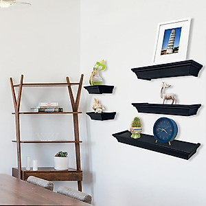 jomajo Floating Shelves for Room Decor, Shelves for Wall Storage, Wall Mounted Shelf for Plants,Books, Small Wall Shelves for Bedroom，Bathroom，Living Room，Kitchen（Black Set of 5）