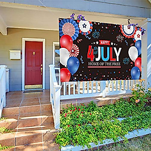 4th of July Party Backdrop Patriotic Sign Banner Independence Day Theme Party Background Fabric Patriotic Hanging Banner Decorations for 4th of July Veterans Day Memorial Day, 6 x 4 ft