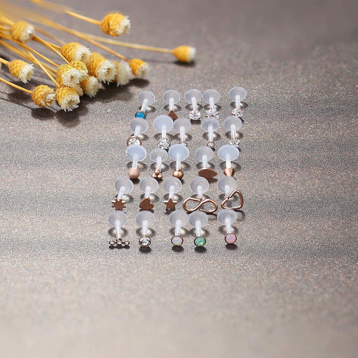 JOERICA 16G Tragus Forward Helix Cartilage Earrings Studs Clear Labret Studs Lip Rings Monroe Piercing Jewelry 6mm 1/4"