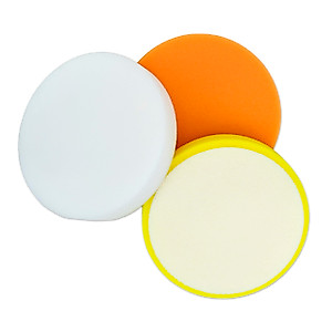 Tool Guy Republic 5.5" Foam DA Pad for use with 5" Backing Pads (Yellow/Heavy Cut, Orange/Medium Cut, White/Polish)