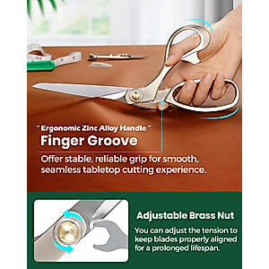 FIVEIZERO Fabric Scissors All Purpose: 10.5" Heavy Duty Scissors (Med. Weight) with Sheath, Ultra Sharp Dressmaker Shears, Professional Tailor Sewing Scissors for Fabric, Upholstery, Leather Cutting