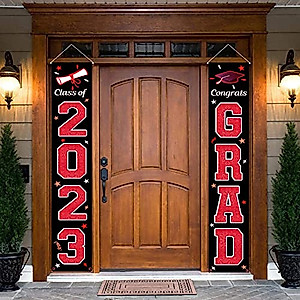 KMUYSL 2023 Graduation Banners,Hanging Flags Porch Sign - Class of 2023 & Congrats Grad Banner, 2023 Graduation Decorations Party Supplies for Indoor/Outdoor Home Door Decor