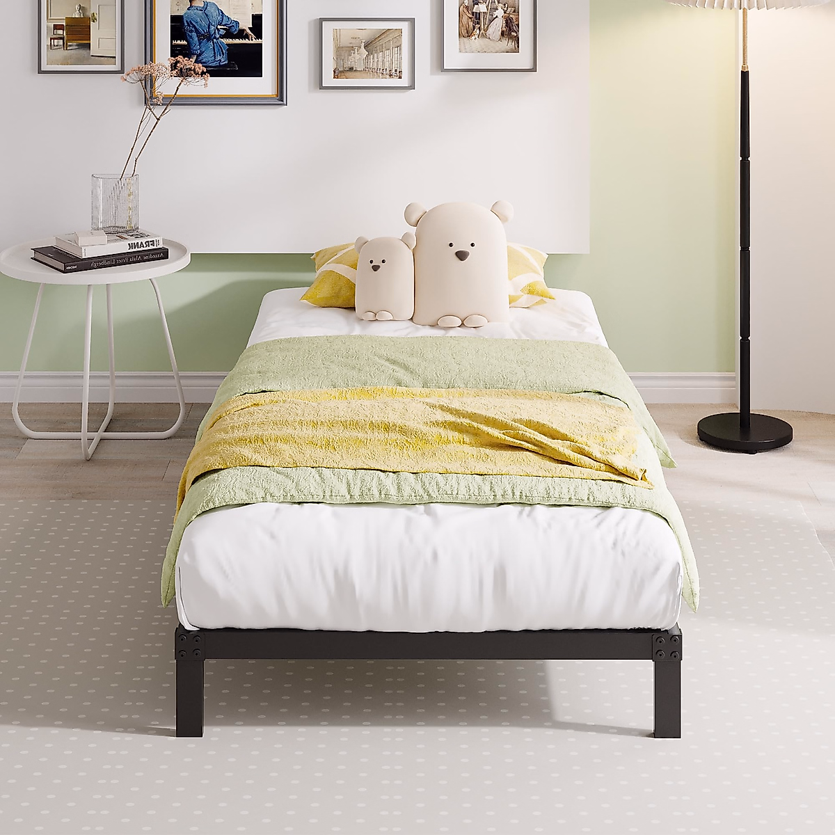 EMODA 6 Inch Twin Bed Frames No Box Spring Needed, Heavy Duty Metal Twin Platform Bed Frame, Noise Free, Easy Assembly, Black