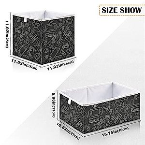 Ollabaky Video Game Controller Cube Storage Bin Closet Fabric Storage Cube Foldable Basket Box Clothes Organizer for Shelves, Nursery Storage Toy Bin, S