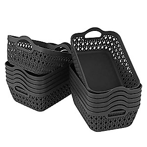 Zerdyne 12-Pack Mini Plastic Storage Baskets Trays, Grey