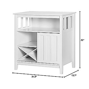 LTMEUTY Wine Bar Cabinet - Modern Storage Cabinet, Sideboard Buffet with Slid Doors, Console Table Coffee Station, for Home, Living Room, Dining Room, Kitchen (White)