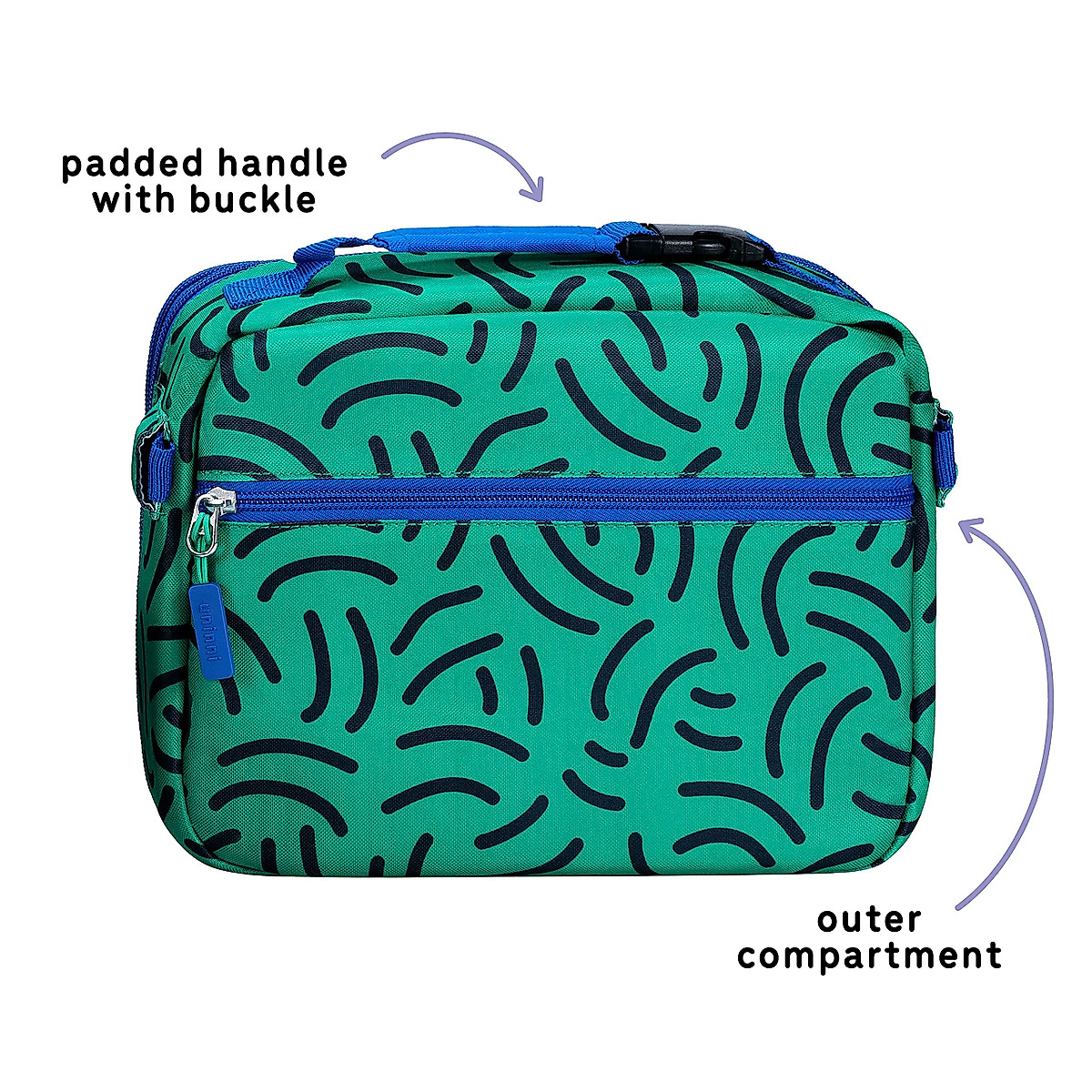 Uninni Strokes Insulated Lunch box for Kids - Age 3+ with Leak-Resistant Storage, Mesh Pocket, Removable Divider for Snacks, Sandwiches and Drinks, BPA-Free Food-Grade lunch bag kids, Girls and Boys