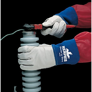 MCR Safety 4850M Gloves for Glory Premium Grain Goatskin MIG/TIG Welder Men's Gloves with Split Cow Gauntlet Cuff, Natural Pearl, Medium, 1-Pair