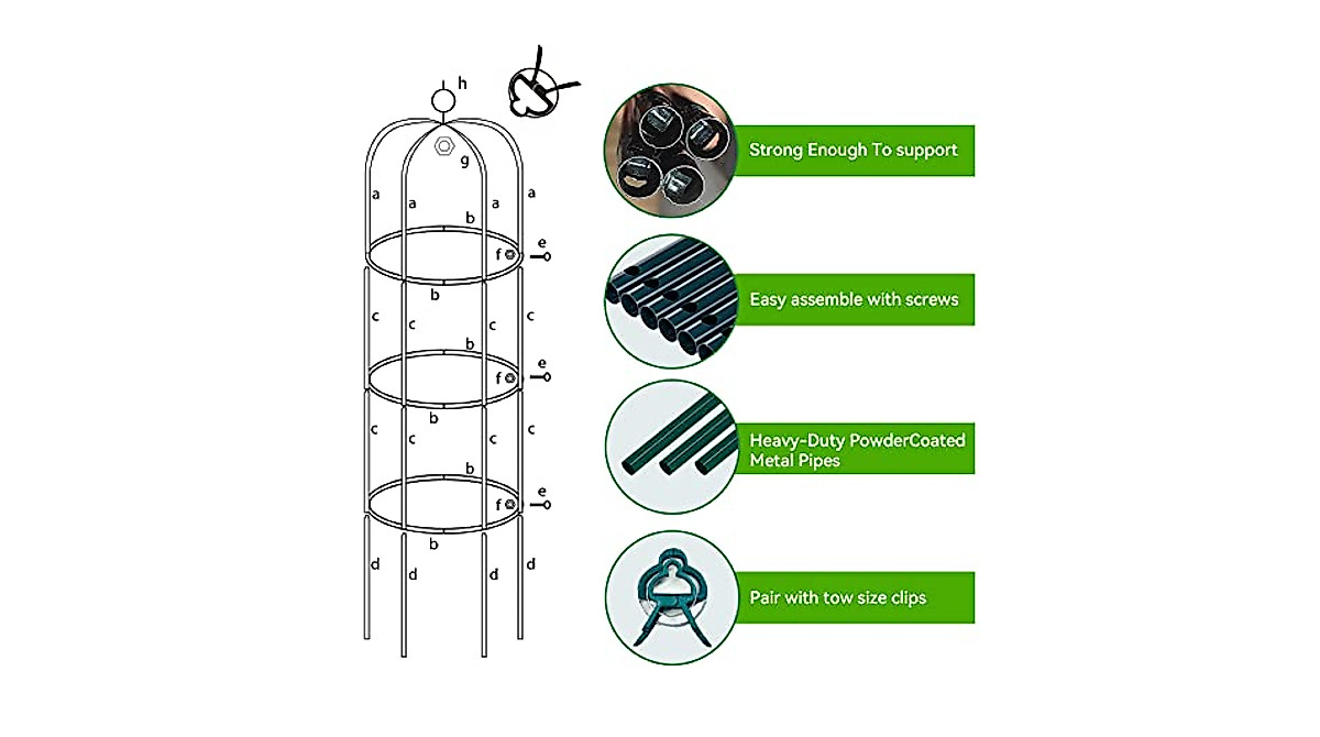 Heyfurni Obelisk Trellis & Plant Clips for Gardens