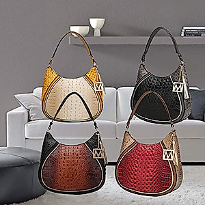 MKF Hobo Bag for Womens Fashion – PU Leather Shoulder Purse Tassel, M Charm – Top Handle Multi-pocket Handbag Brown