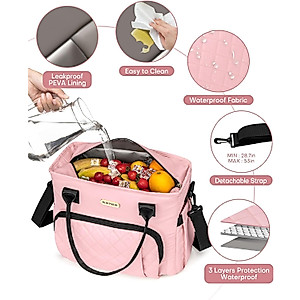 ESMNONA Insulated Lunch Bag - Leakproof Nylon Cooler Tote with Adjustable Shoulder Strap