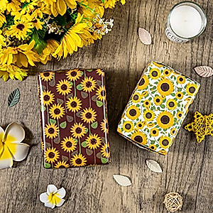Whaline 12 Sheet Sunflower Wrapping Paper 4 Designs Summer Floral Wrapping Paper Plaids Stripe Sunflower Art Paper for Spring Summer Holiday Birthday Gift Wrap DIY Craft Decoration, 19.7 x 27.6 Inch