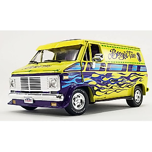 1976 Chevy G-Series Van Yellow with Flames and Graphics Boogie Van Limited Edition to 696 Pieces Worldwide 1/18 Diecast Model Car by Acme A1802101