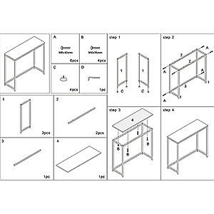 AZL1 Life Concept Console Table, Sofa Table for Living Room，Hallway，Entryway, Entrance Hall, Corridor - Wood Look Metal Frame