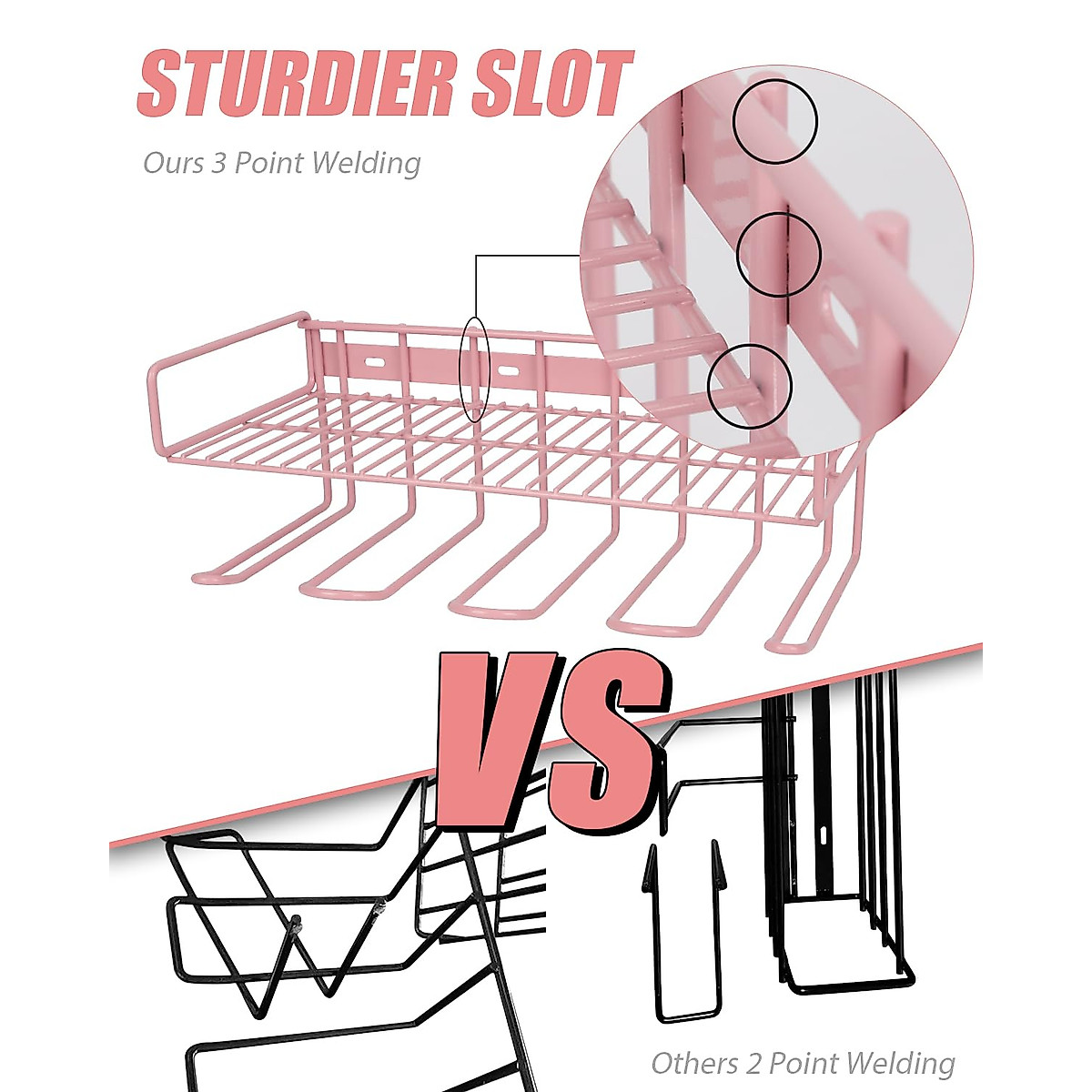 WellMall Pink Power Tool Organizer - Wall Mount Style for Power Tool Drill Storage as Heavy Duty Tool Shelf & Tool Rack with Compact Design