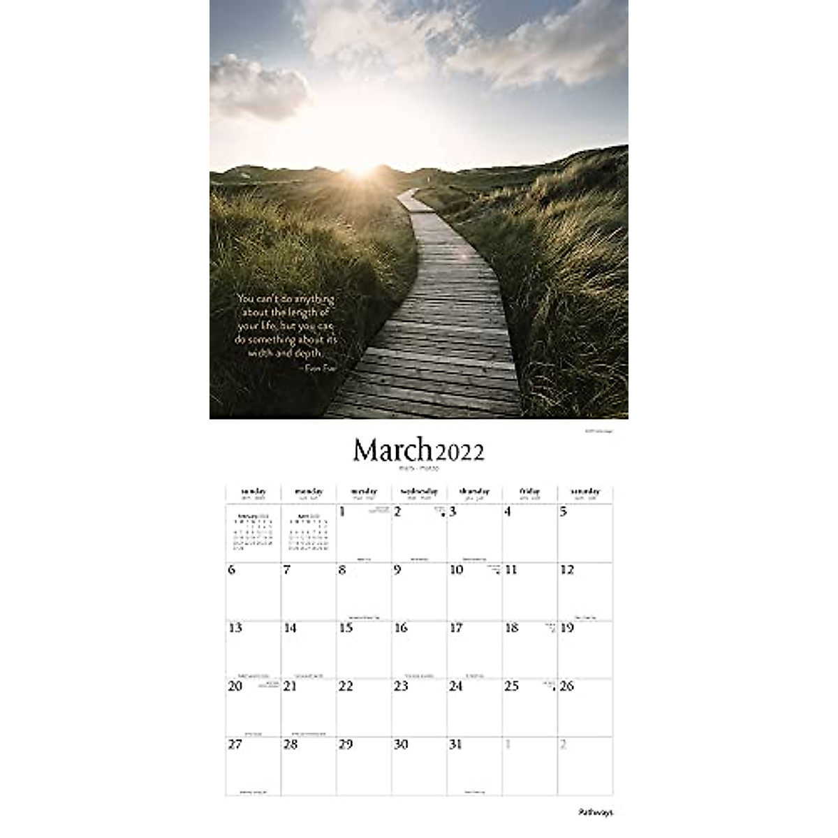 Pathways 2022 12 x 12 Inch Monthly Square Wall Calendar by Brush Dance, Photography Journey Scenic Nature
