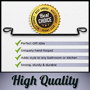 Stur-De Wrought Iron Towel Holder - Rustic Towel Rack for Bathroom or Kitchen, Wall-Mount Black Iron Towel Bar for Bath Towels - Decorative Black Towel Bar for Farmhouse-Style Home - 21 x 3 x 2 Inches