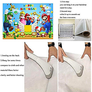 Sakurar SK Mario Birthday Bakdrop Adventure Game Video Mario and Princess Peach Backdrop Vinyl Birthday Party Baby Shower Decoration Mario Party Background 7x5ft