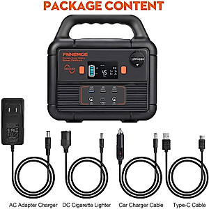 FNNEMGE 300W Portable Power Station (350W Peak), 266Wh Solar Outdoor Generator, 72000mAh 60W PD Power Bank with Dual 110V AC Outlets 12V/10A DC Out, Pure Sine Wave, Battery Power Supply for Camping