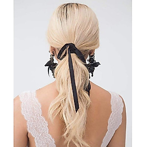 TONIFUL 3/8 Inch x 100yds Black Satin Ribbon Thin Solid Fabric Ribbons Roll for Gift Wrapping Invitation Floral Hair Balloons Craft Sewing Party Wedding Popsicles Decoration Valentine's Day Bouquet