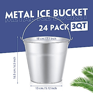 Didaey 24 Pcs Metal Wine Bucket Bulk 3 Quart Beer Bucket Ice Pails with Handle Party Beverage Chiller Champagne Soda Ice Bucket for Christmas Picnic Buffet BBQ Home Bar Club Drinking Party Supplies