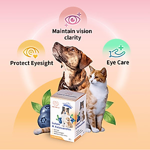 Love Can Fly Eye Supplement for Dogs and Cat Lutein Astaxanthin Support Tear Stain Enhance Vision Health No Wheat No Corn Antioxidants Immune Skin Coat Energy Boost Support for All Breeds- 2.8 Oz