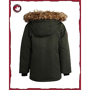CANADA WEATHER GEAR Boys' Winter Jacket - Heavyweight Teflon Canvas Parka Coat – Winter Ski Jacket (Size: 8-20), Size 18-20, Olive Green