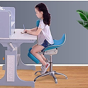 SHENGDAFASHANGCHENG Kids Computer Desk Chair, Low-Back Task Study Chairs with Casters, Adjustable and Swivel Mesh Chair for School Home Office Kneeling Chair, Prevent Myopia (Color : Blue)