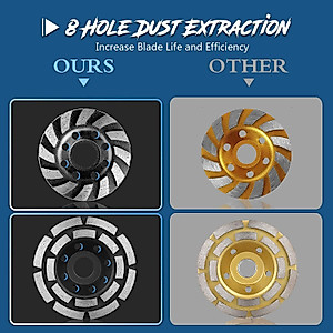 [Upgraded] 2 Pack Diamond Cup Grinding Wheel, Include 4-1/2 Inch Double Row Grinding Wheel, 4 Inch 12 Segs Heavy Duty Angle Grinder Wheels Sets for Angle Grinder Polishing (Black)