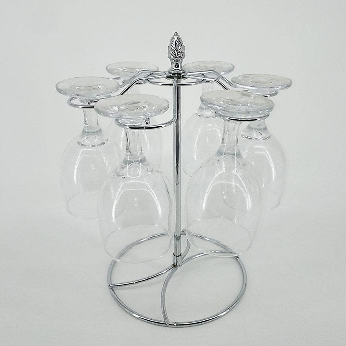 Cabilock Wine Glass Holder Table Top Wine Glass Rack Freestanding Countertop Stemware Storage Rack with 6 Hooks Wine Glass Stand Racks Holder Kitchen Glasses Accessories for Home Bar