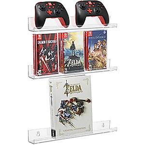 Sorbus Acrylic Shelves Wall Ledge Floating Kids Bookshelf Organizer, Clear Invisible Display, for Books, Figurine, Nail Polish Picture Frame Storage, Wall Mounted Shelves for Bathroom, Nail Salon