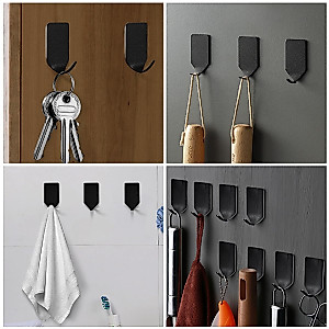 Vicosey Kitchen Adhesive Hooks for Hanging,8 Pack Adhesive Towel Hooks,3m Heavy Duty Stainless Steel Waterproof Hook,Hooks for Walls No Damage(Black)