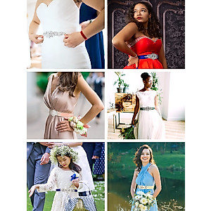 Wedding Dress Belt - Bridal Belt for Women Wedding Gown - Bridal Rhinestone Belts for Dresses by Mandala Crafts Plain Rhinestone Dark Green