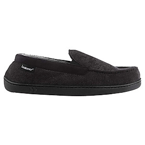 isotoner Men's Slipper, Diamond Corduroy Moccasin with Memory Foam and Skid Resistance for Indoor/Outdoor Comfort