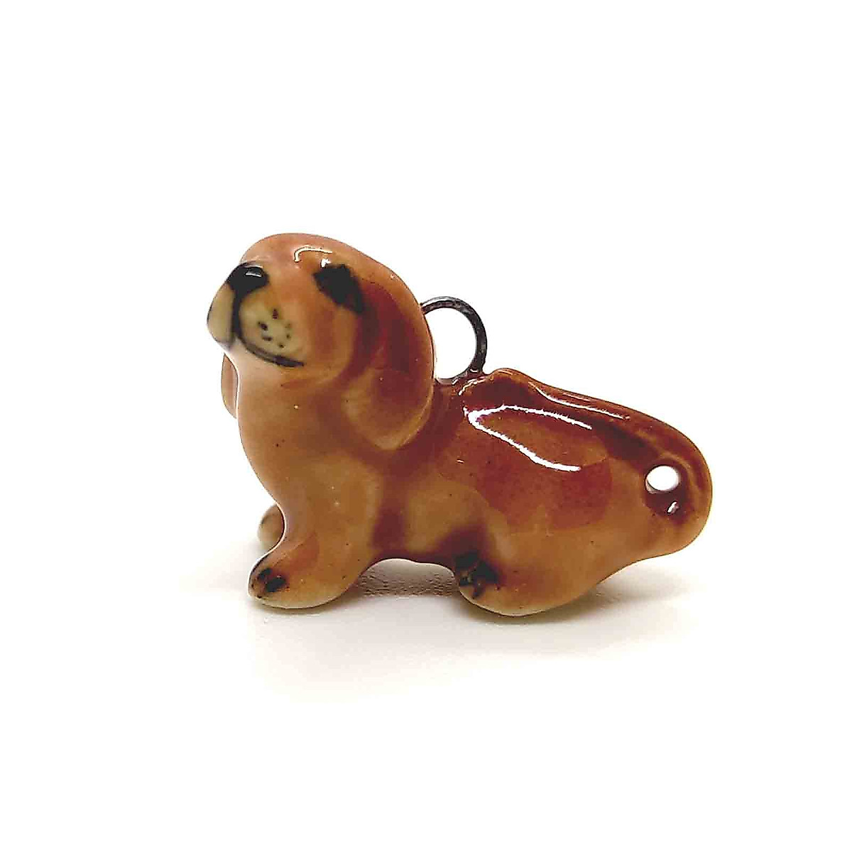 SSJSHOP Dachshund Dollhouse Small Figurines Hand Painted Ceramic Animals Dog Lover Collectible Gift Home Garden Decor (Pendent), Black