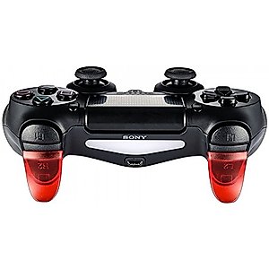 1 Pairs L2 R2 Trigger Extenders Buttons for PlayStation 4 PS4 PS4 Slim Pro JDM-030 Controller （Transparent Red）