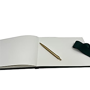 Rosh Pinnah Luxury Velvet Guest Book (96 Pages) - Sign-in Registry Guestbook & Keepsake & Polaroids Album Book – Velvet Hard Cover with Satin Ribbon - 7” x 10" (Green)