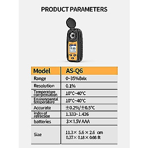 Aicevoos Digital Sugar Brix Refractometer brix Meter Automatic Temperature Compensation Range 0-35%，±0.2% Precision, Perfect for Fruits, Juices, Vegetables, Drinks and Coffee