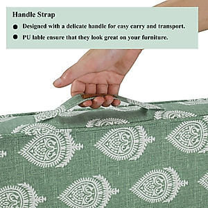 FUNHOME Outdoor Bench Cushion Water-Resistant, 45 x 18 Inch Bench Cushions for Outdoor Furniture, Settee Cushions with Handle and Straps, Patio Couch Cushion 1 Pack, Fair Green