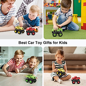LONGYUEDI Pull Back Cars Toy, Toddlers Mini Monster Trucks 360° Rotating Shockproof Vehicles Toy for Boys Girls Tiny Friction Powered Cars Push and Go Great Gifts for Kids Children Aged 3-8.…
