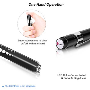 Opoway Nurse Penlight with Pupil Gauge LED Medical Pen Lights for Nursing Doctors Batteries Free, Black 2ct.