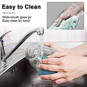 32 oz Pitcher Mason Jar - Heavy Duty Wide Mouth Jar with Flip Cap Lid and Pour Spout - Airtight Seal for Freshness and Convenience - Great for Cold Beverages, Breast Milk, and Home Entertaining