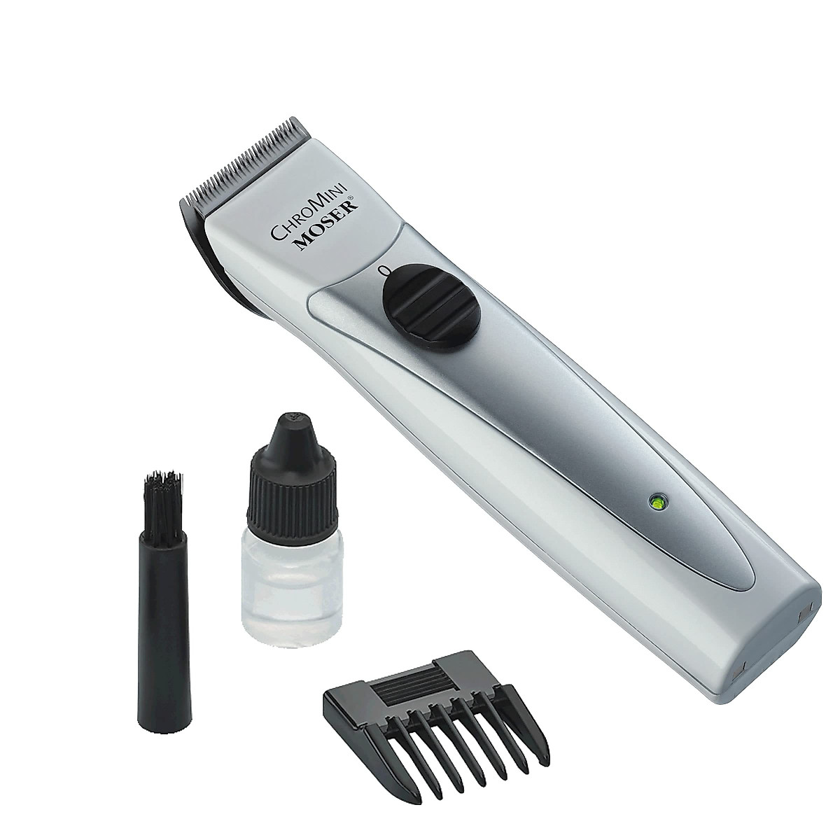 Moser Chrome Mini Cordless Trimmer, White